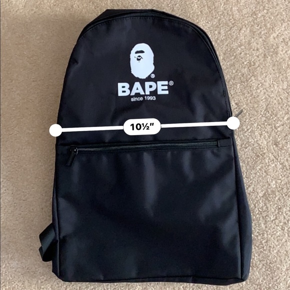 Bape | Bags | Bape A Bathing Ape White Logo Black Backpack | Poshmark
